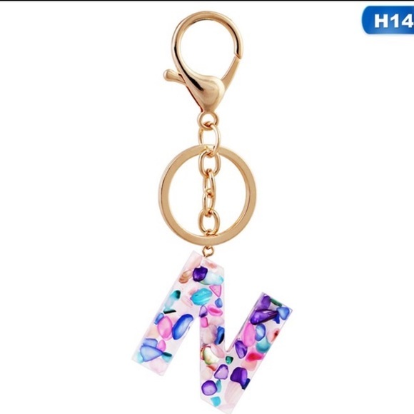 Accessories | Letter N Keychain Glitter Acrylic | Poshmark